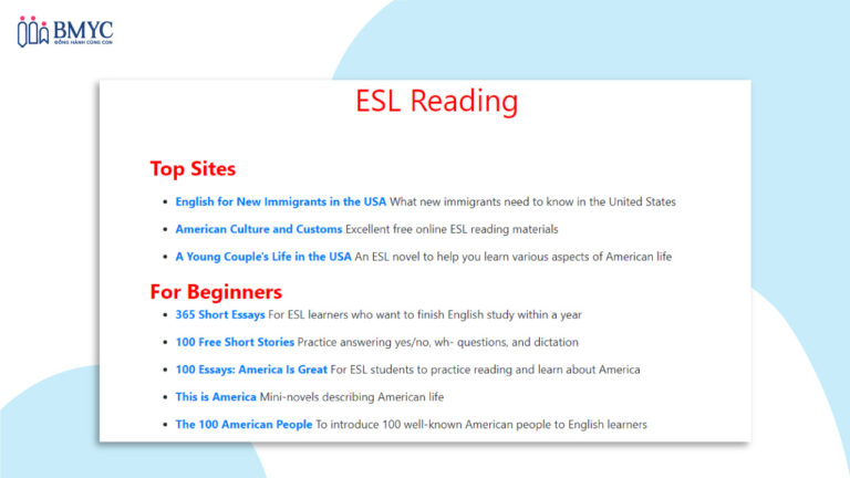 TOP 12 web luyện đọc tiếng Anh miễn phí hay nhất hiện nay